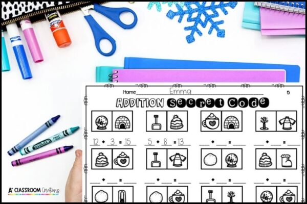 Winter Centers for 1st Grade Low-Prep Math & Literacy Ideas